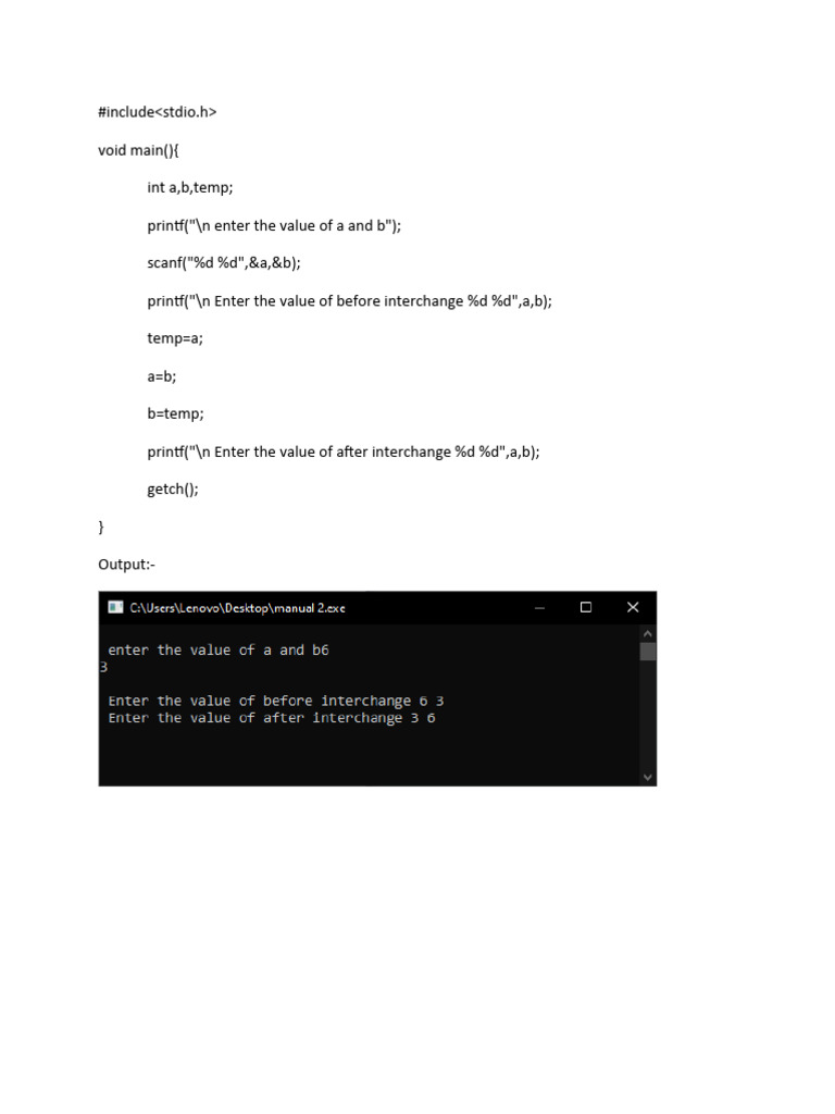 C Manual Outputs Pdf Computer Engineering Computer Science