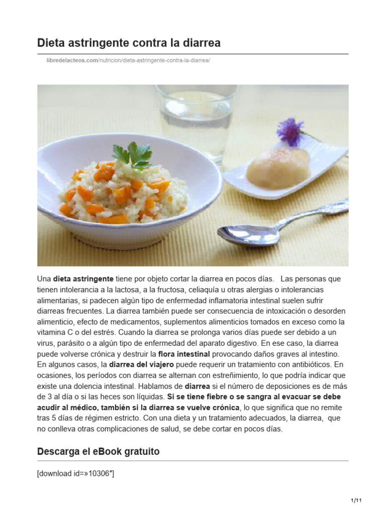 Dieta Astringente Contra La Diarrea | PDF | Diarrea | Heces
