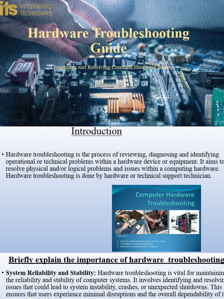 Hardware Troubleshooting Guide | PDF | Computer Hardware | Computer Data Storage