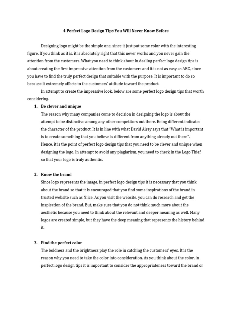 Perfect Logo Design Tips | PDF | Brand | Logos