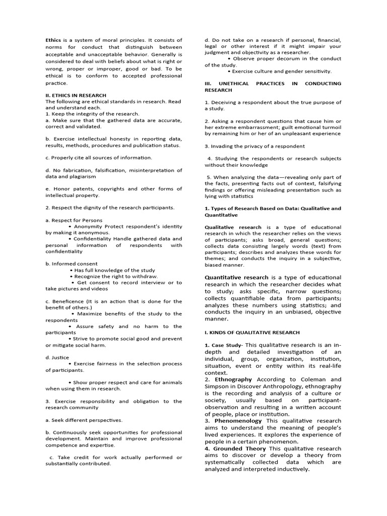 PR1 Lesson Summary 3rd Quarter | PDF | Qualitative Research | Ethnography