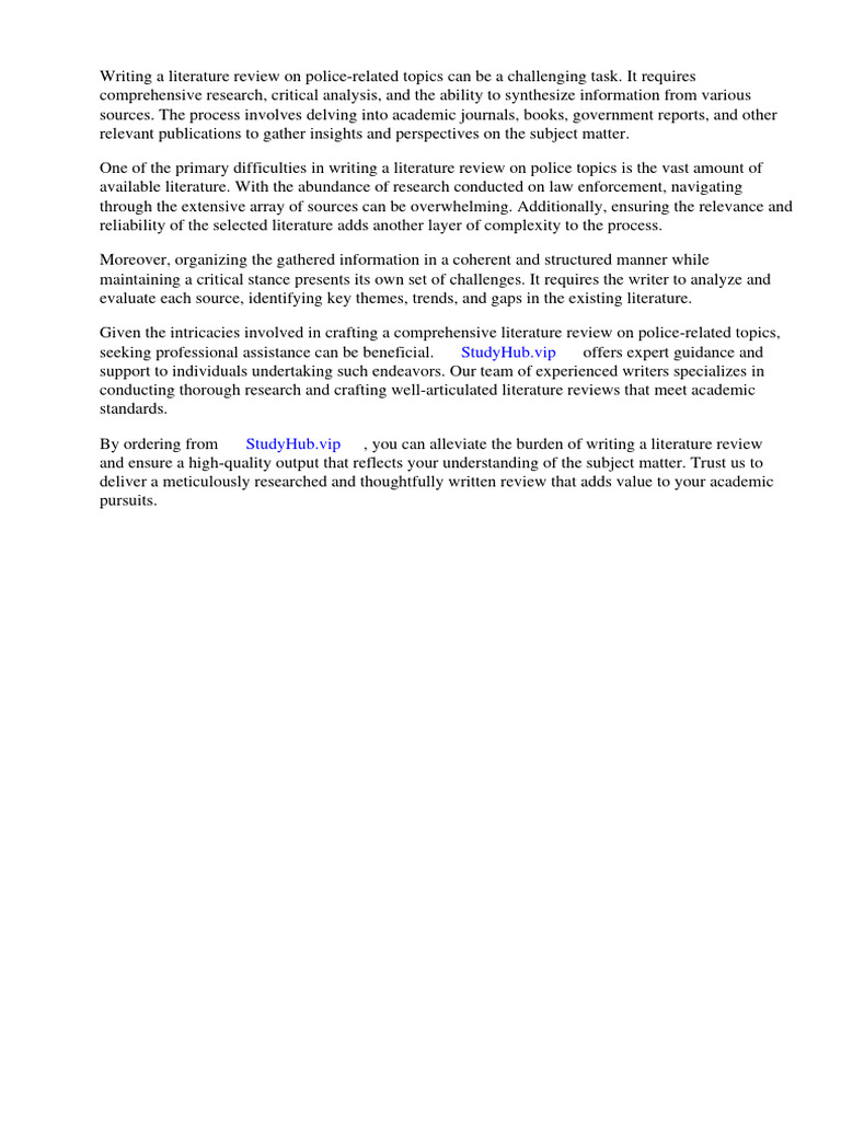 Police Literature Review | PDF | Police | Leadership Police Literature Review | PDF | Police | Leadership
