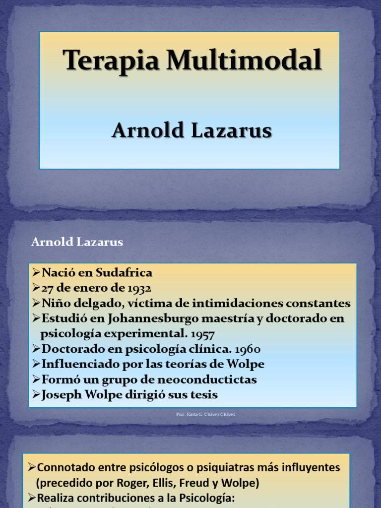 Lazarus - Terapia Multimodal | PDF | Las emociones | Psicoterapia