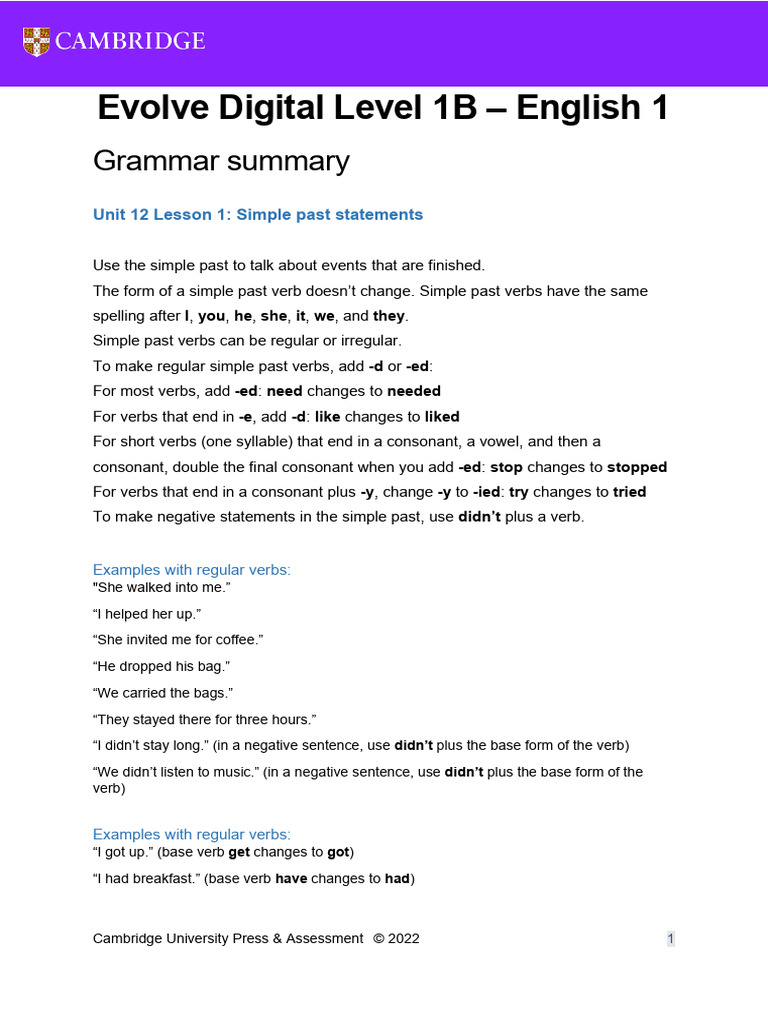 Unit 12 - E1 - Grammar | PDF | English Language | Syntax