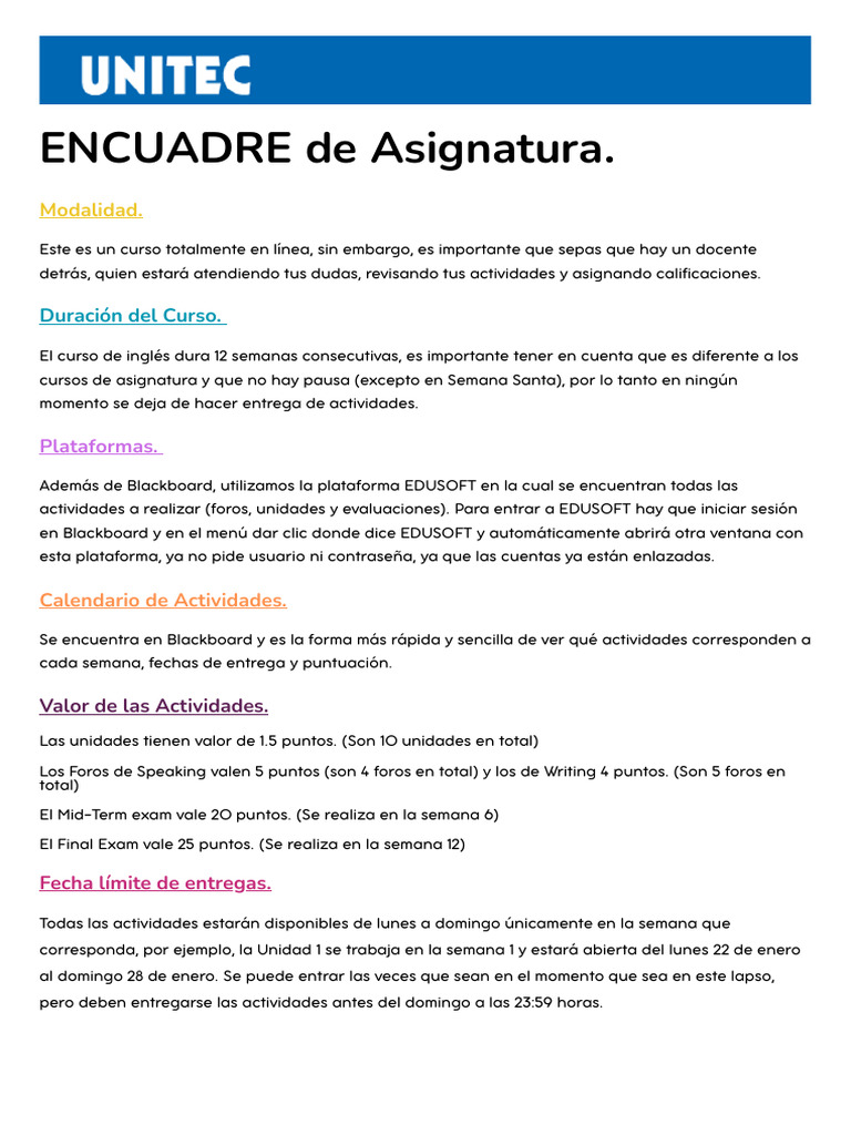 ENCUADRE de Asignatura. | PDF