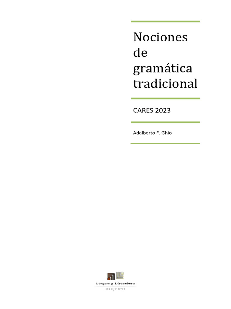 01.1. Ghio - Nociones de gramática tradicional | PDF | Asunto ...