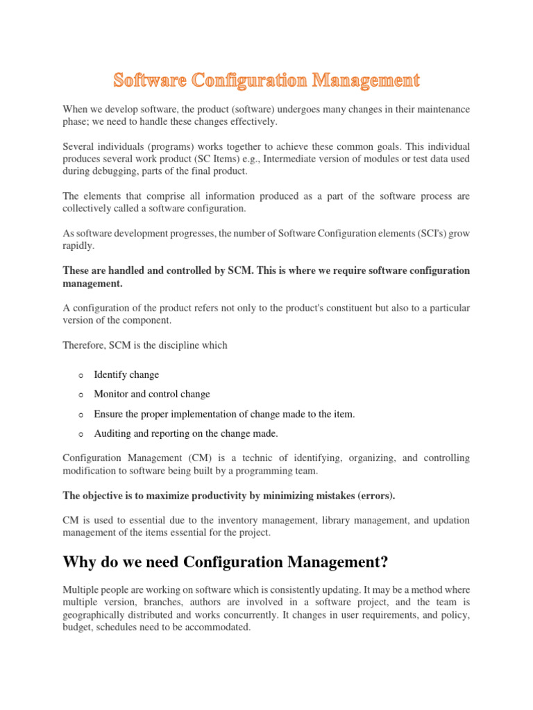 Unit 4 Software Configuration Management Pdf Version Control