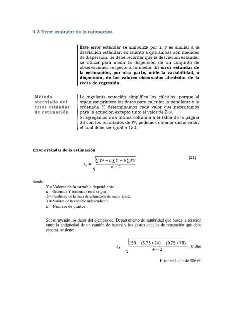 Error Estándar y Correlación en Regresión | PDF | Error estándar ...