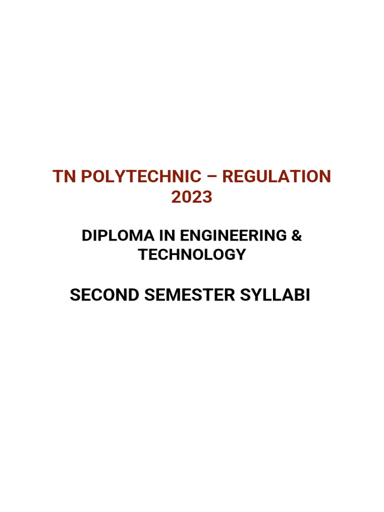 Second Semester Diploma Syllabus 2023 | PDF | Ellipse | Gear