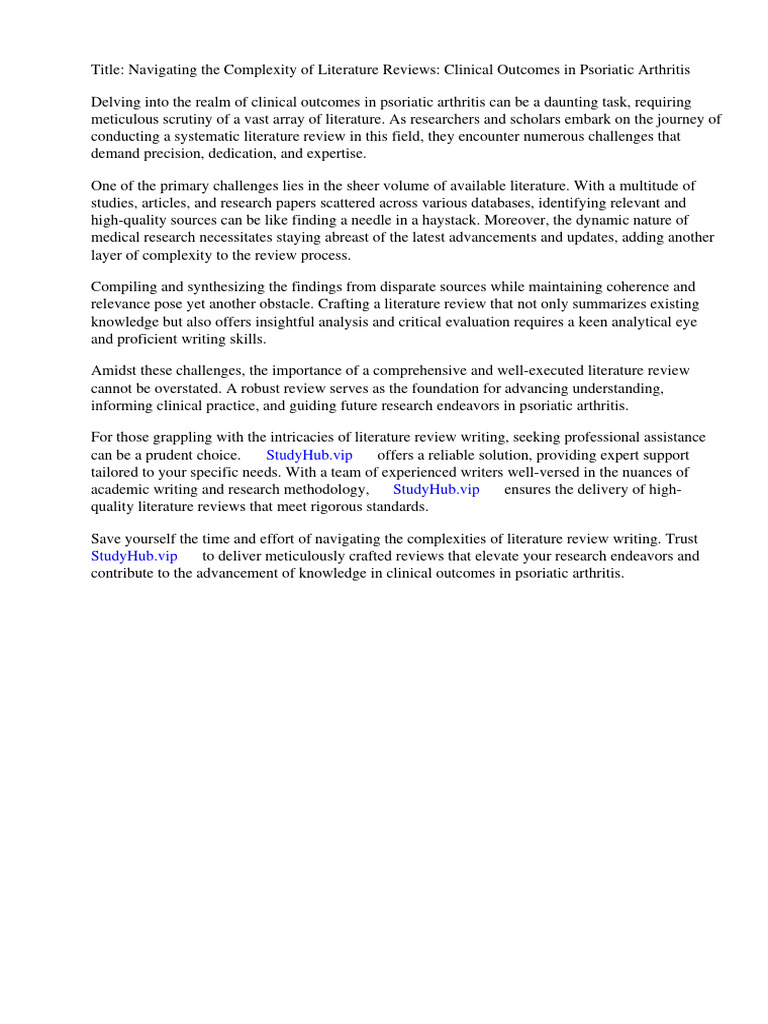Clinical Outcomes In Psoriatic Arthritis A Systematic Literature Review Pdf Psoriasis