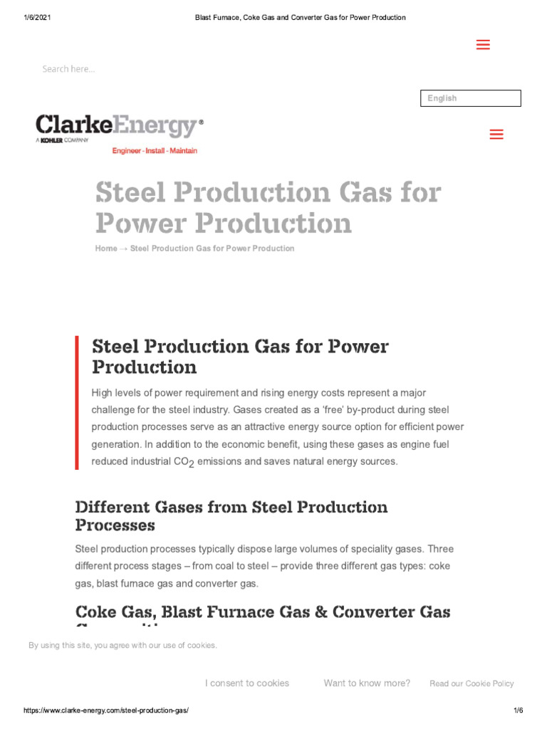 Blast Furnace, Coke Gas and Converter Gas For Power Production | PDF
