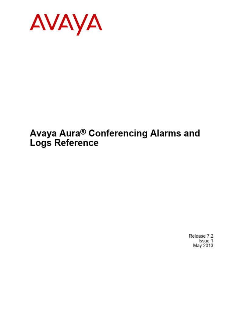 Avaya Aura Conferencing - Alarms and Logs Reference | PDF | License | Software