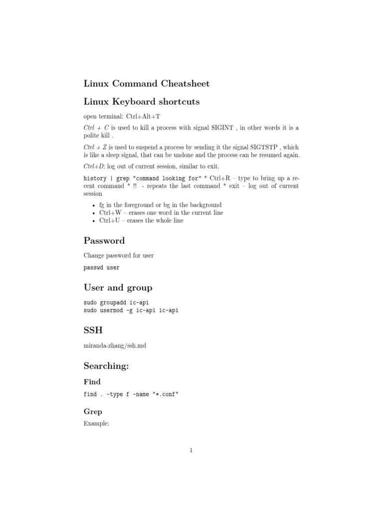 linux cheat sheet | PDF | Computer Engineering | Computing