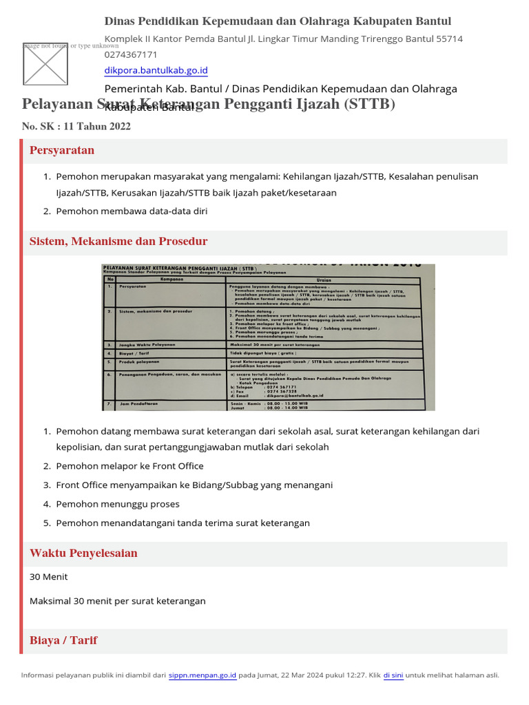 Unduh Standar Pelayanan - Pelayanan Surat Keterangan Pengganti Ijazah (STTB) | PDF | Ilmu Sosial ...