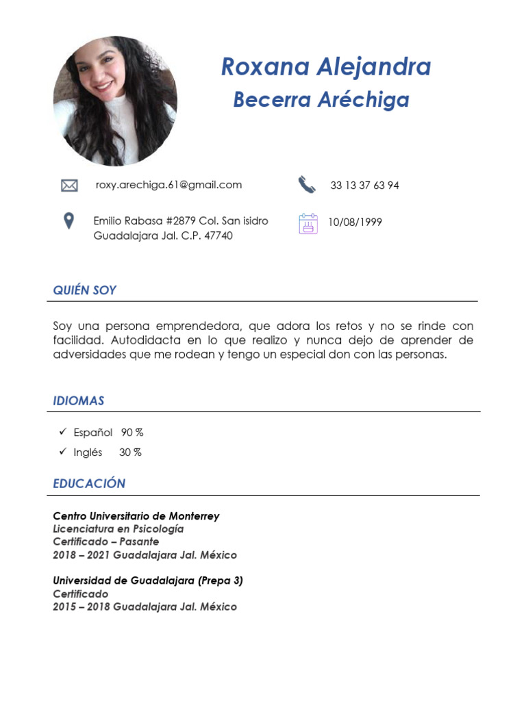 CV Roxana | PDF | Crecimiento personal y profesional | Negocios