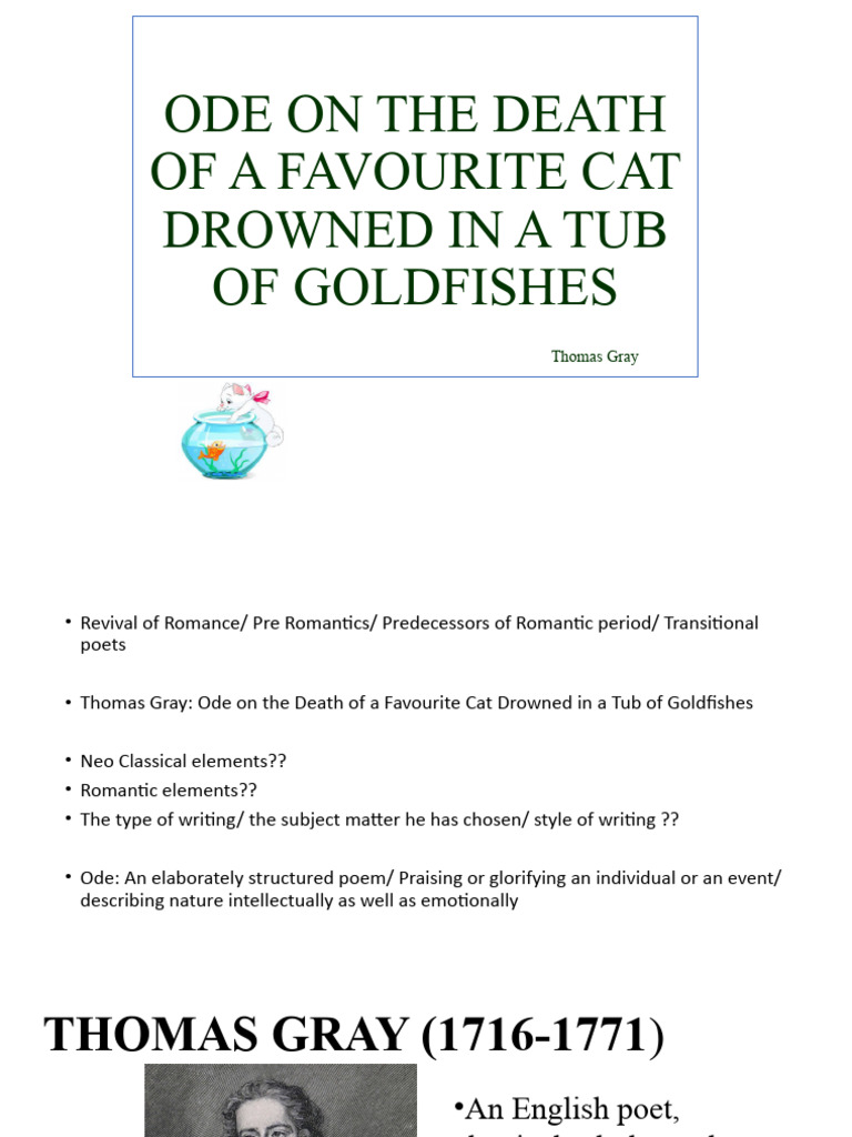 GG BA Honours Semester 2 Ode On The Death of A Favourite Cat Lecture 1 | PDF