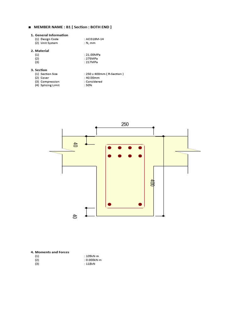 Member Name: B1 (Section: Both End) : 1. General Information | PDF