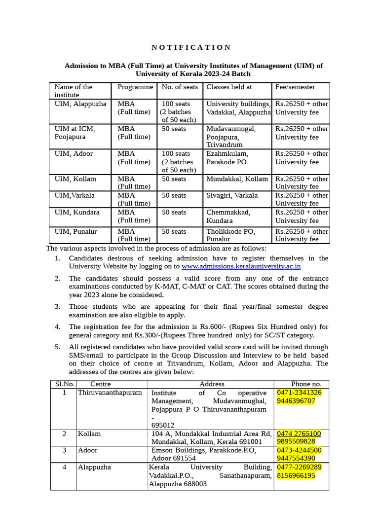 UIM Notificationnew2023 | PDF