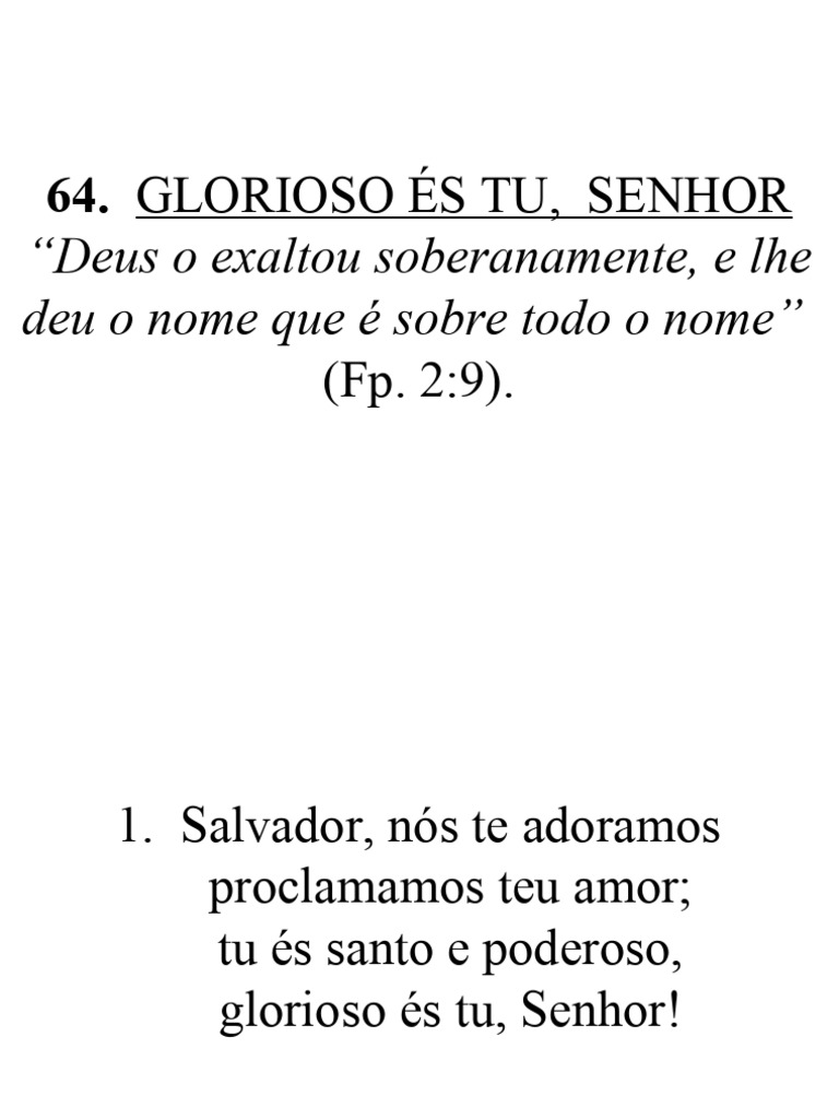 Glorioso és Tu, Senhor! | PDF