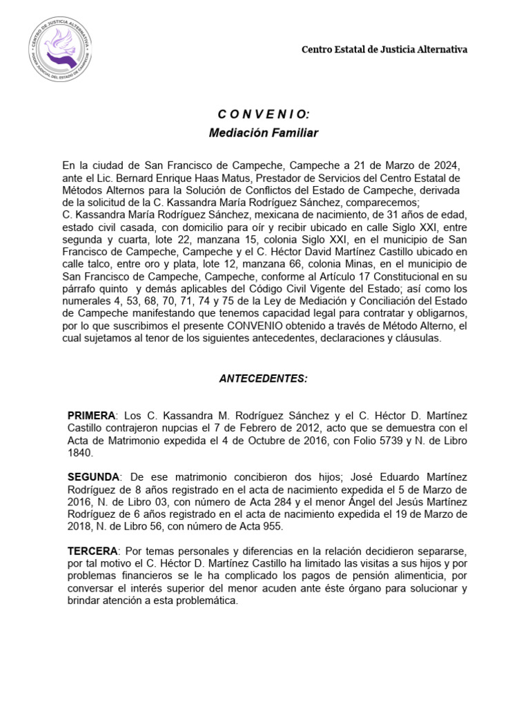 Ejemplo de Convenio Por Masc | PDF