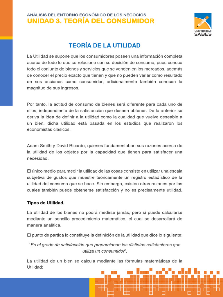 3.1 Teoría de La Utilidad | PDF | Utilidad | Utilidad marginal