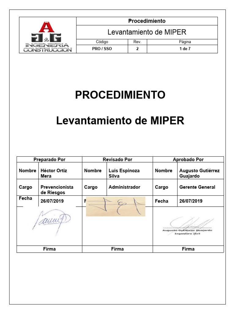 Pts Levantamiento de Miper | PDF | Riesgo | Probabilidad