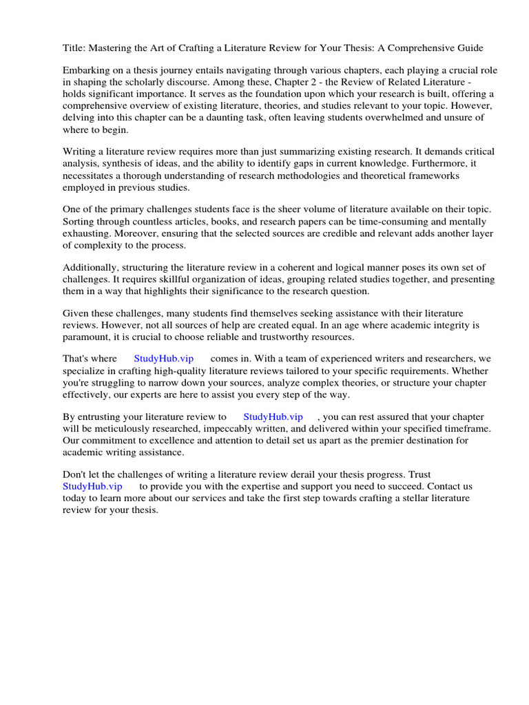 Thesis Chapter 2 Review of Related Literature Example | PDF | Thesis ...