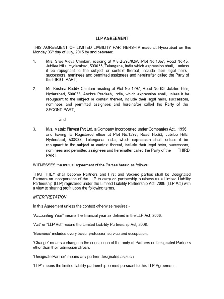 Draft LLP - Agreement | PDF