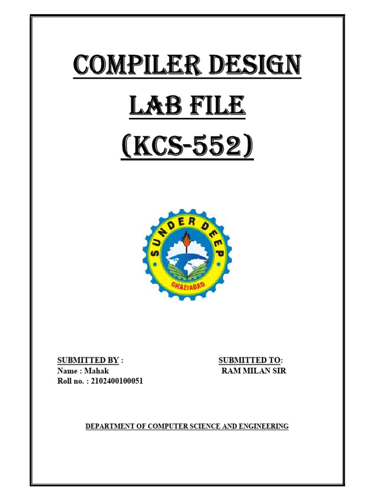 CD LAB FILE | PDF | Computer Program | Programming