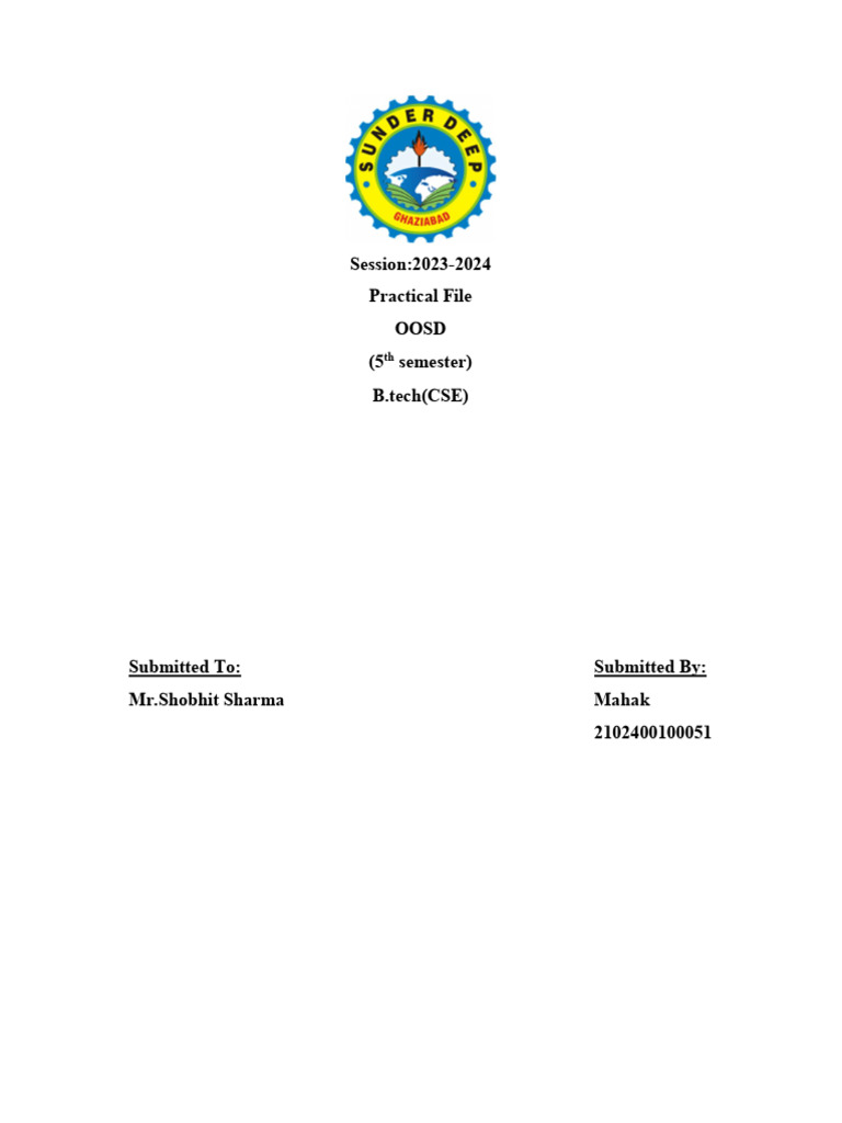 Oosd Lab File | PDF | C++ | Programming Paradigms