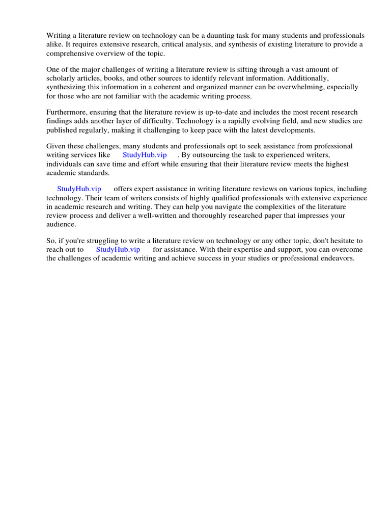 Technology Literature Review Example | PDF | Technical Analysis | Literacy Technology Literature Review Example | PDF | Technical Analysis | Literacy