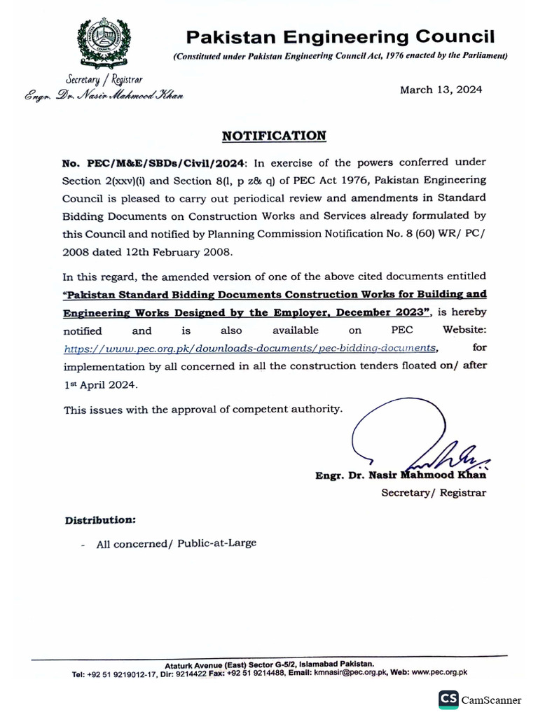 Pakistan Standard Bidding Documents Construction Works For Building and ...