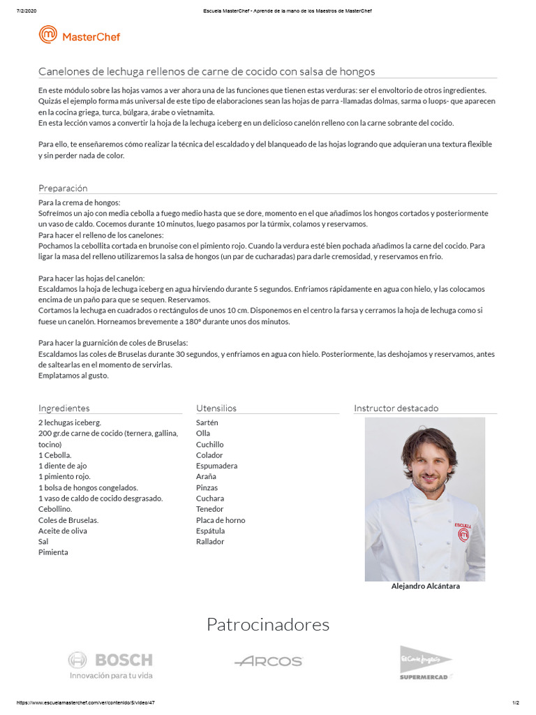 Canelones de Lechuga con Salsa de Hongos | PDF