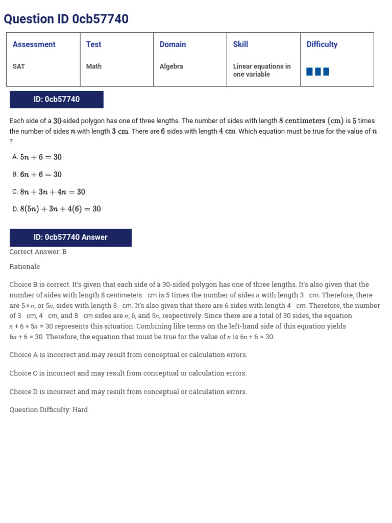 SAT Algebra Problem Set | PDF