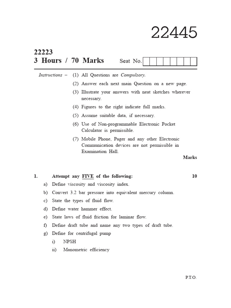 2023 Summer Question Paper (Msbte Study Resources) | PDF | Pump | Jet Engine