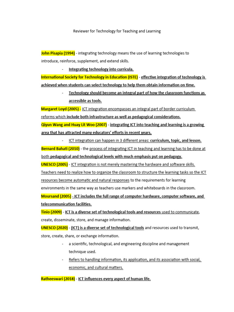 Reviewer For Technology For Teaching and Learning Autosaved | PDF ...
