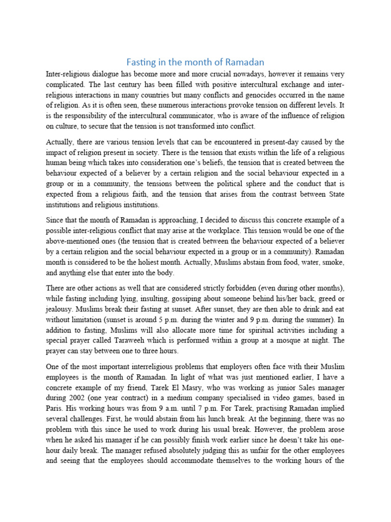 Business Case Ramadan Pdf Ramadan Interfaith Dialogue