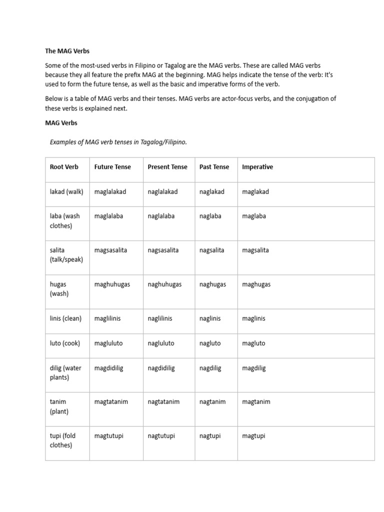 The MAG Verbs | PDF