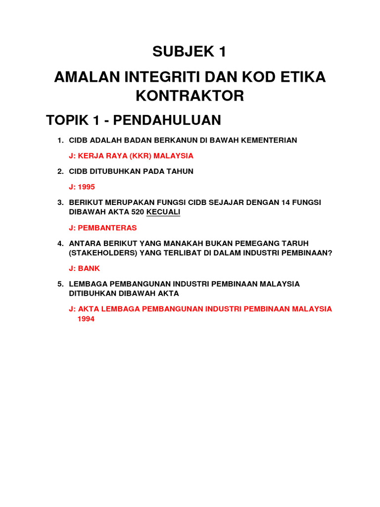 Nota - Kursus Integriti | PDF