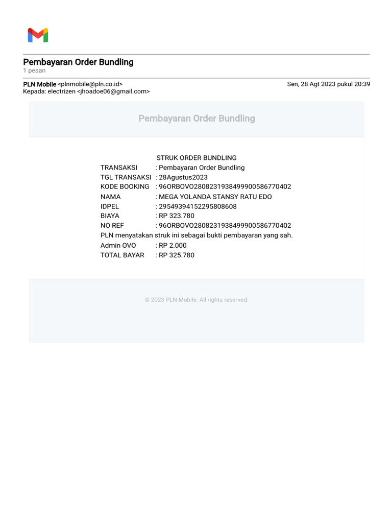 Gmail - Pembayaran Order Bundling | PDF