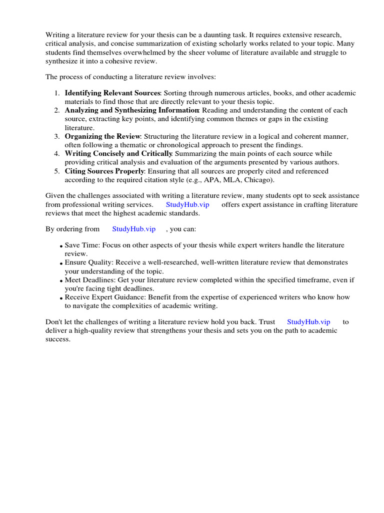 Mastering Your Thesis Literature Review | PDF