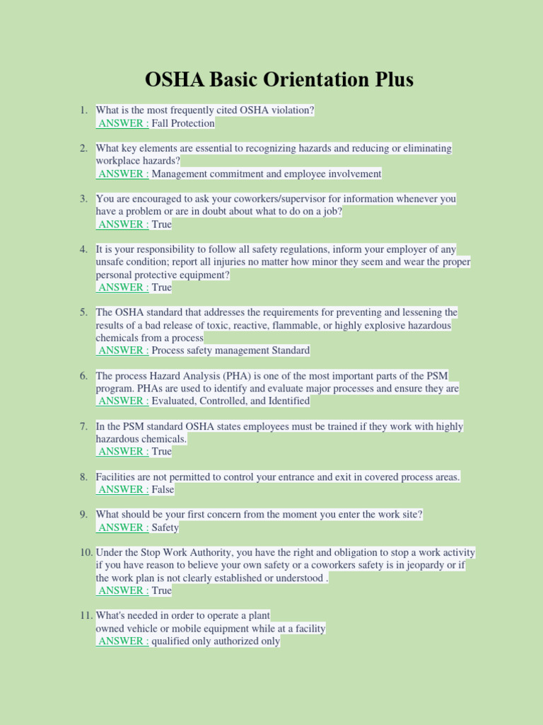 OSHA Basic Orientation Plus | PDF | Occupational Safety And Health ...
