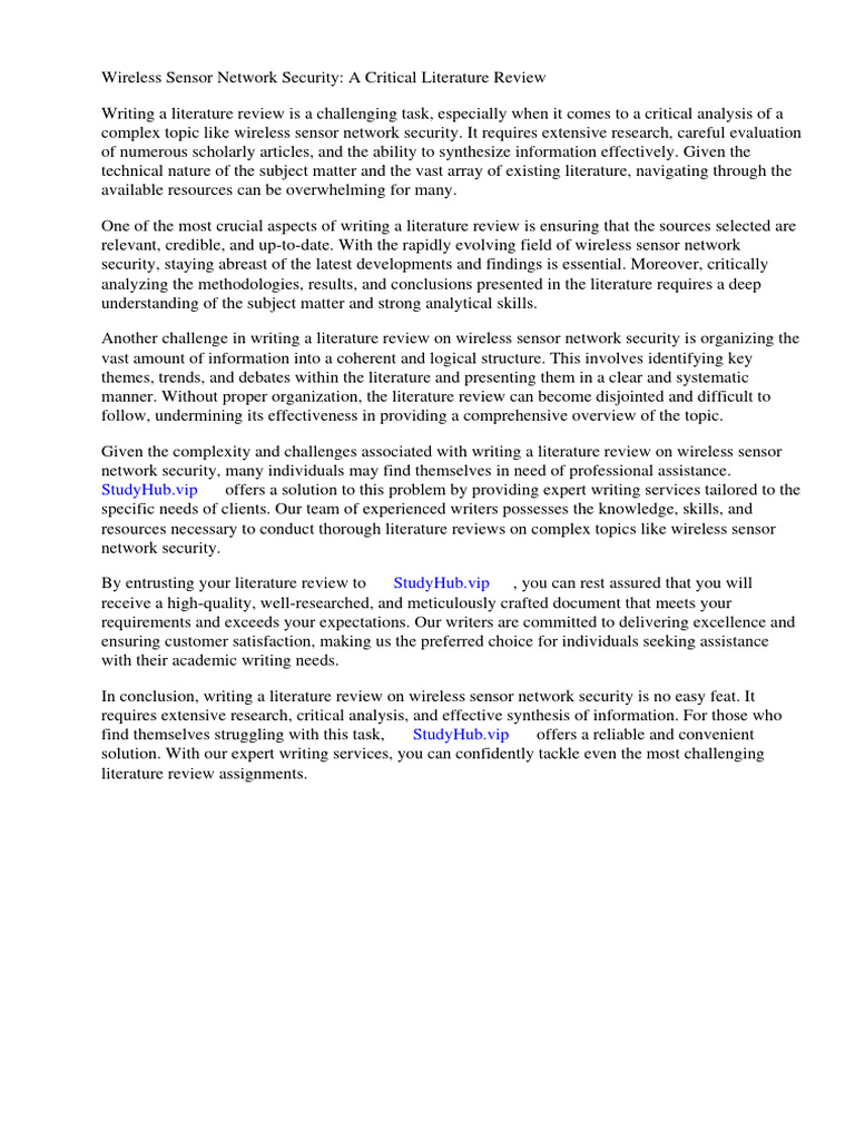 Wireless Sensor Network Security A Critical Literature Review Pdf Wireless Sensor Network