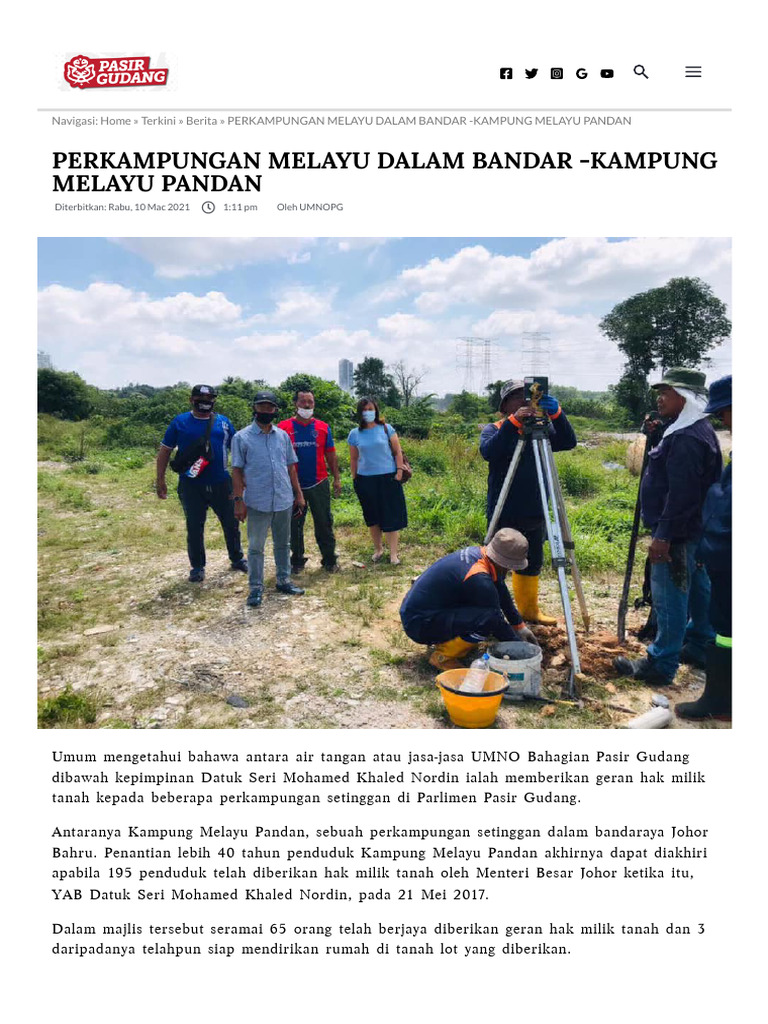 PERKAMPUNGAN MELAYU DALAM BANDAR -KAMPUNG MELAYU PANDAN - UMNOPG | PDF