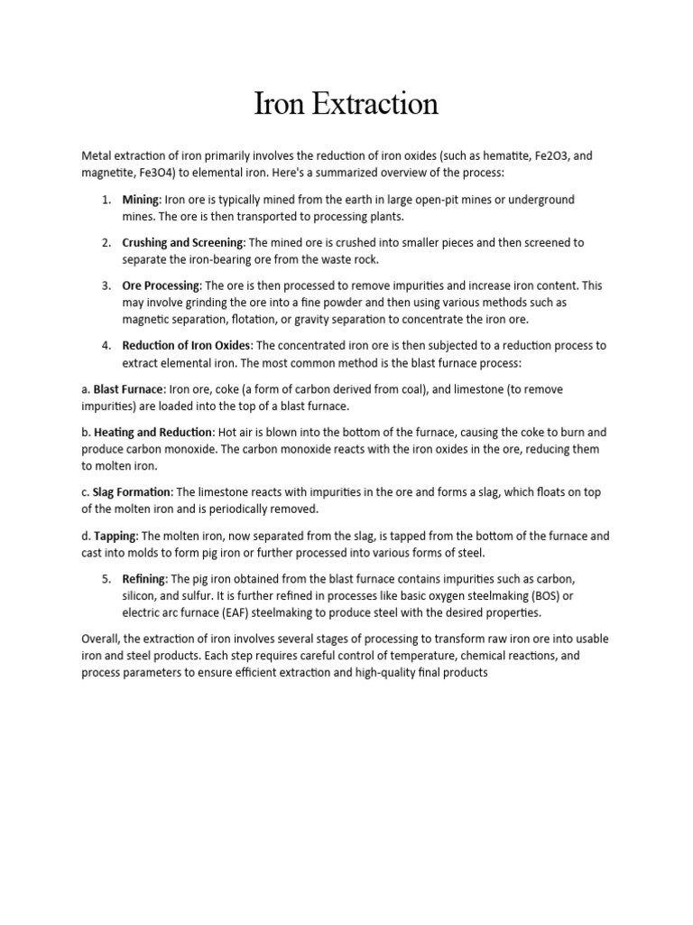 Iron Extraction | PDF