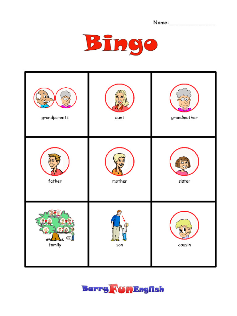 Family Bingo Cards 3x3 | PDF
