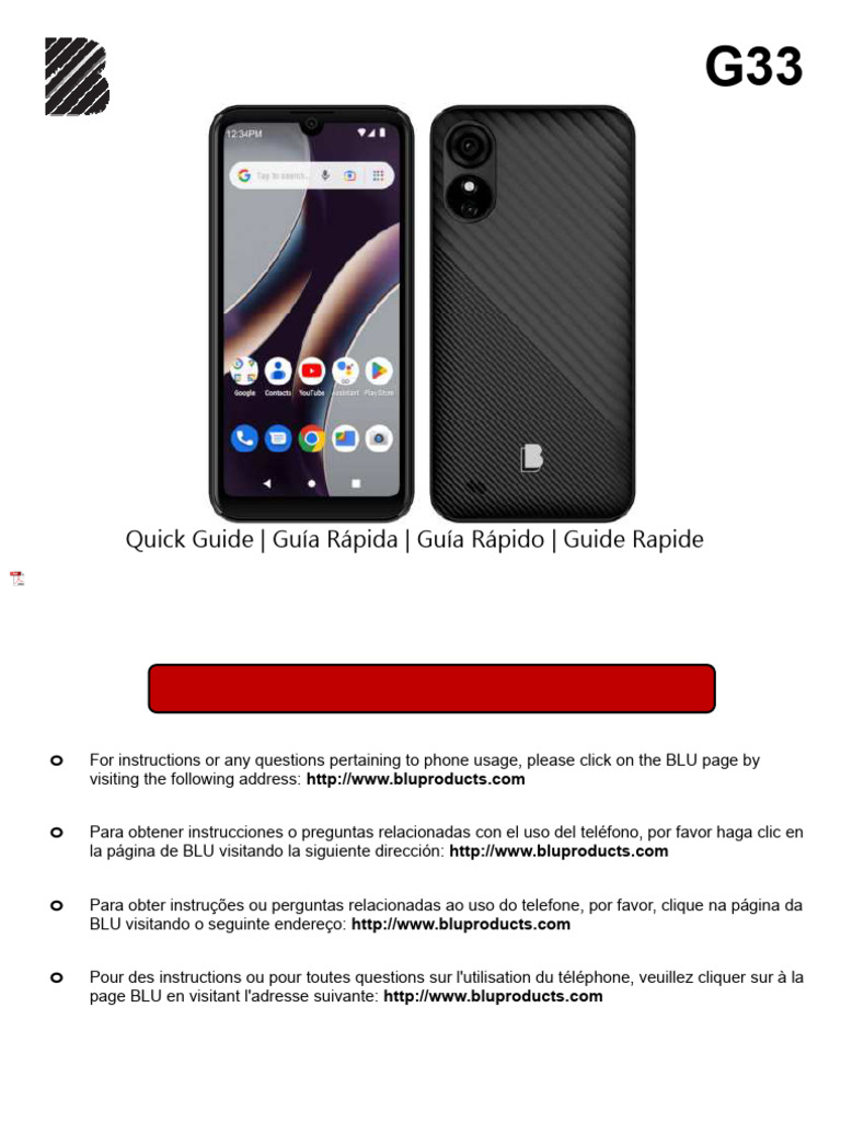 BLU G33 Smartphone User Guide | PDF | Electromagnetic Interference | Radio