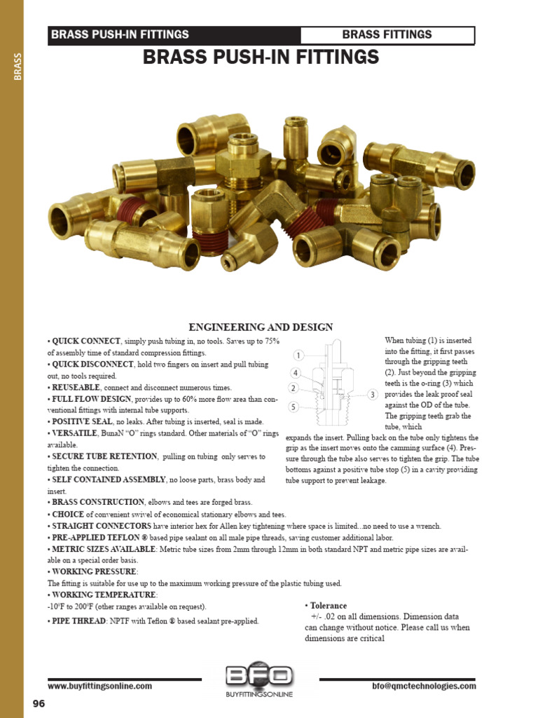 Push in Push To Connect Brass Tube Fittings Web - Pdf#page 2 | PDF ...