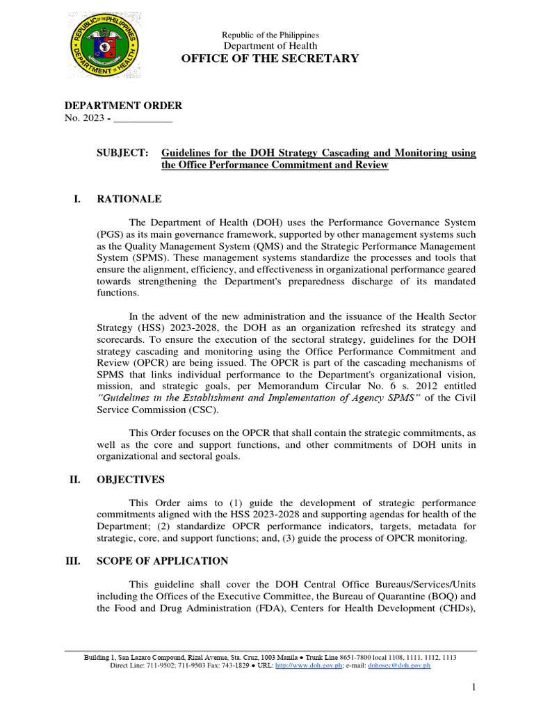 (Working Draft) Do 2023 Opcr Guidelines | PDF