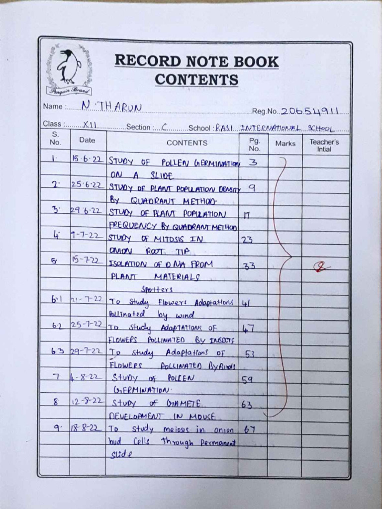 Biology Record example UPTO 6.3 .PDF | PDF